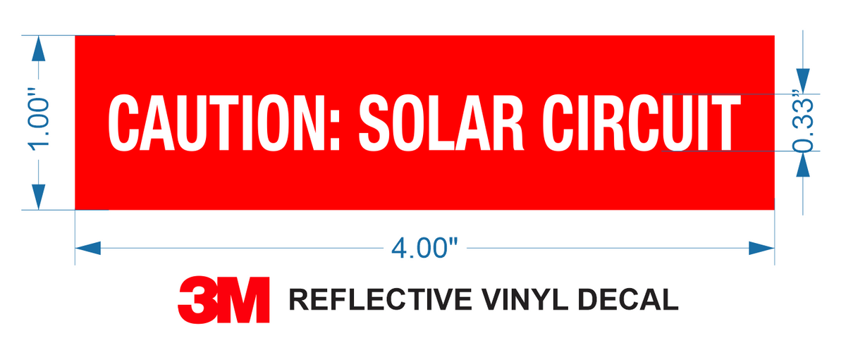 Caution: Solar Circuit Label - RED Reflective Vinyl with White Letters ...
